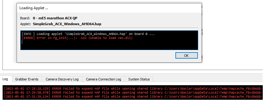 Error: "Failed to expand HAP file" / "Unable to load vas.dll Error code: -122" | Basler Product ...